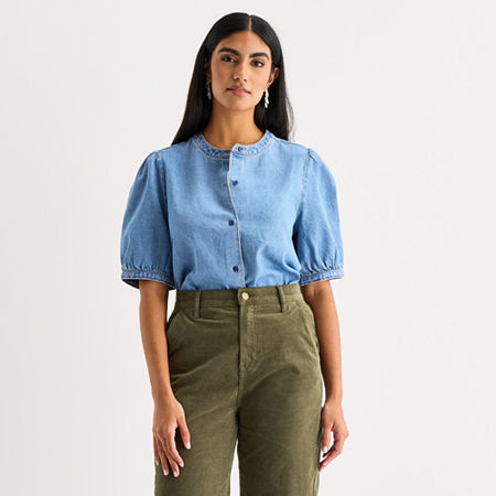 Click here for a.n.a Denim Womens Crew Neck Elbow Sleeve Blouse... prices