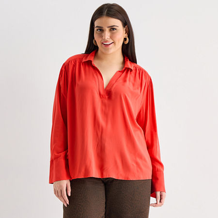 Click here for a.n.a Womens Plus Long Sleeve Blouse  2x  Red prices