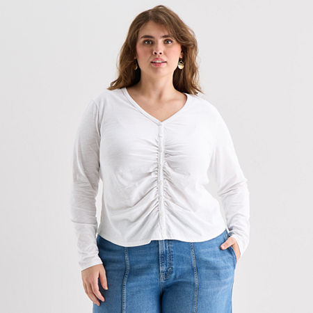 Click here for a.n.a Womens Plus Y Neck Long Sleeve T-Shirt  1x... prices