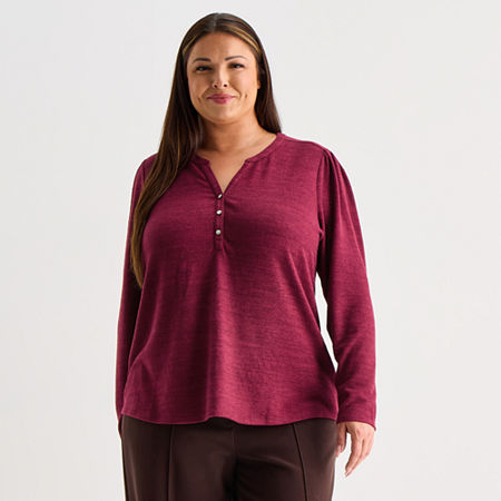 Click here for Liz Claiborne Womens Plus Split Crew Neck Long Sle... prices