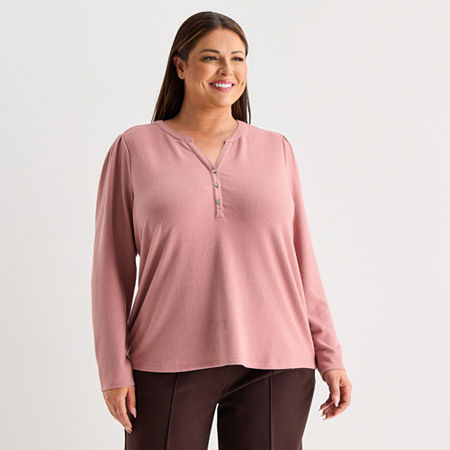 Click here for Liz Claiborne Womens Plus Split Crew Neck Long Sle... prices