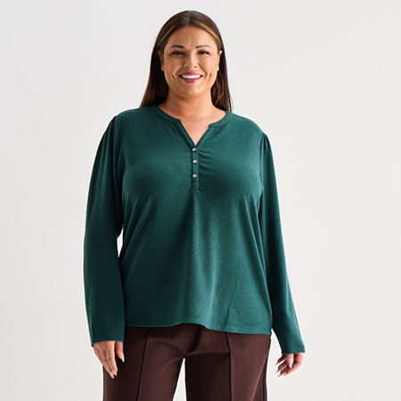 Click here for Liz Claiborne Womens Plus Split Crew Neck Long Sle... prices