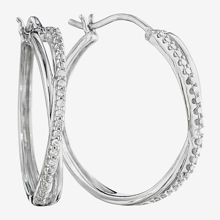 Click here for 1/10 CT. T.W. Diamond X-Hoop Earrings in Sterling... prices