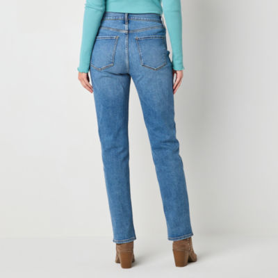 a.n.a Embellished Womens Tall High Rise Straight Leg Jean, Color: Lt ...