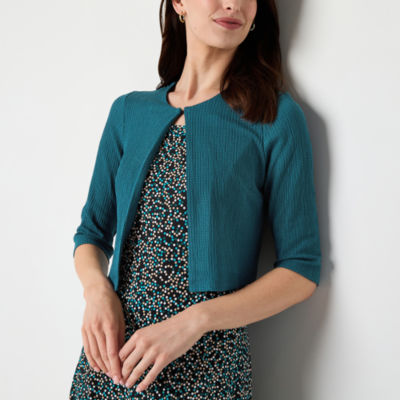 Perceptions Womens Dots Jacket Dress, Color: Teal Black - JCPenney