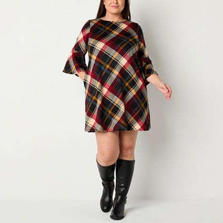 Click here for Jessica Howard Womens Plus 3/4 Sleeve Plaid Shift... prices