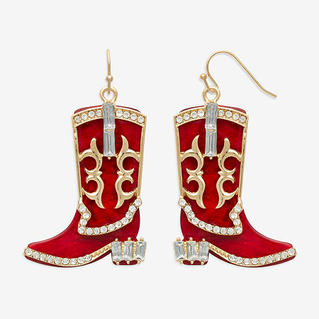 Click here for Bijoux Bar Gold Tone Boot Womens Glass Drop Earrin... prices