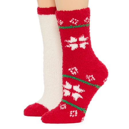 Click here for Mixit Cozy Womens 2 Pair Crew Socks  4-10  Red prices