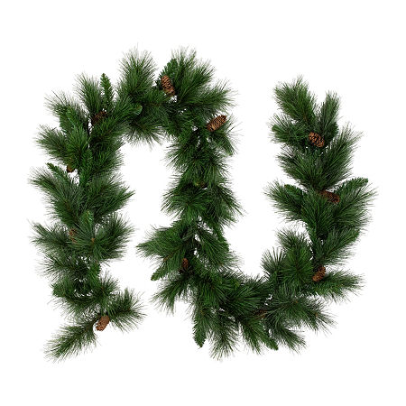 9 x 14 White Valley Pine with Pine Cones Artificial Christmas Garland - Unlit  One Size  Green