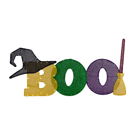 Click here for 50 LED Lighted Tinsel Boo Outdoor Halloween Decora... prices