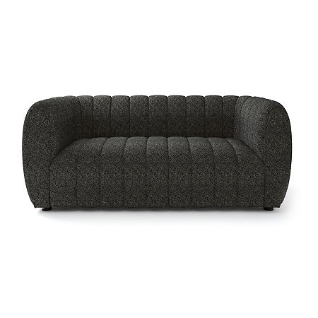 Lysander 63 Boucle Fabric Boho Loveseat - Black