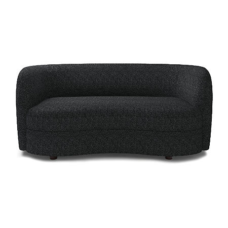 Isabella 63 Boucle Fabric Curved Loveseat - Black