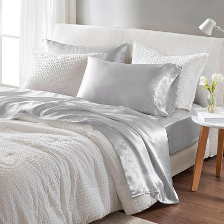 Madison Park Essentials Satin Pillowcase Pair  King - Light Gray