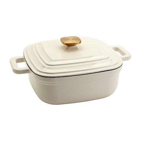 Smith & Clark Enameled Cast Iron 4-Qt. Square Dutch Oven - White