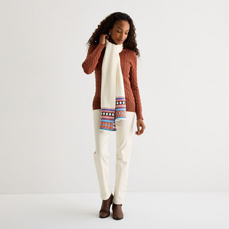 Click here for St. Johns Bay Fairisle Oblong Scarf  One Size  Bei... prices