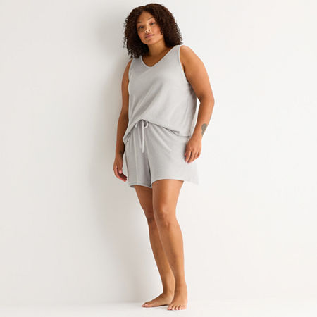 Click here for Ambrielle Womens Rib Plus Pajama Shorts  1x  Gray prices