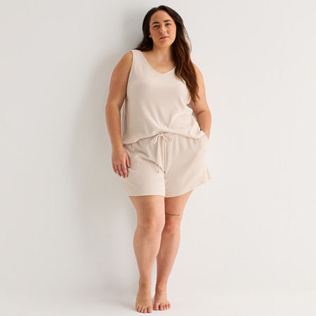 Click here for Ambrielle Womens Rib Plus Pajama Shorts  1x  Brown prices