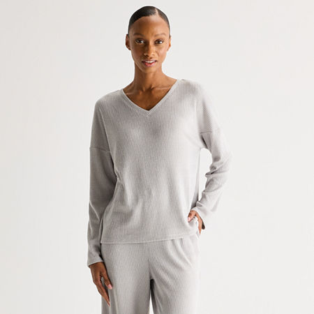 Click here for Ambrielle Womens Rib V Neck Long Sleeve Pajama Top... prices