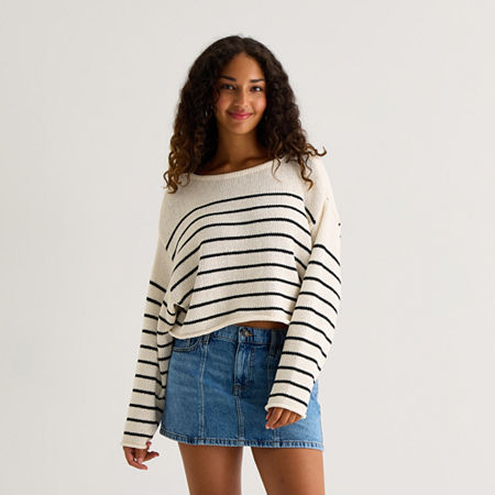 Click here for Arizona Juniors Womens Boat Neck Long Sleeve Strip... prices