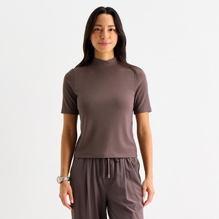 Click here for Stylus Womens Mock Neck Short Sleeve T-Shirt  Xx-l... prices