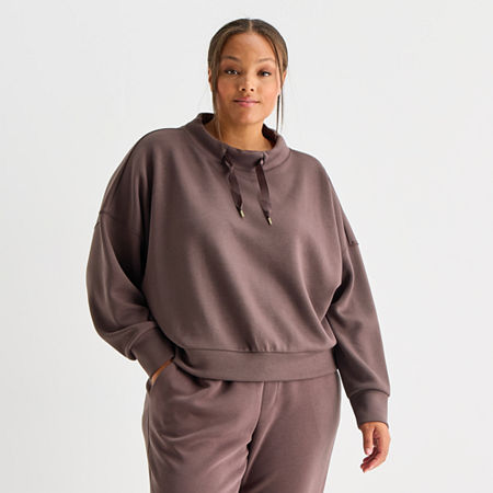 Click here for Stylus Womens Plus Funnel Neck Long Sleeve Sweatsh... prices