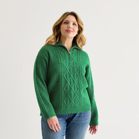 Click here for St. Johns Bay Womens Long Sleeve Plus Quarter-Zip... prices