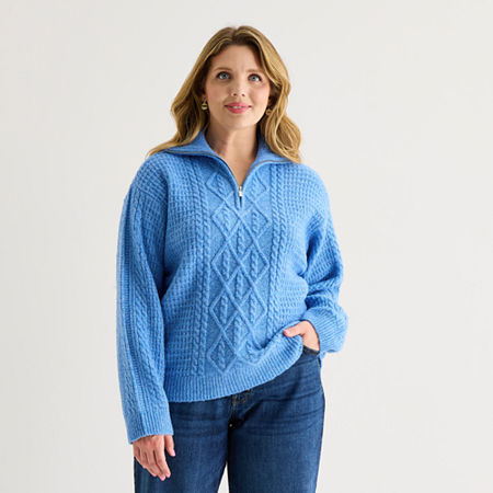 Click here for St. Johns Bay Womens Long Sleeve Plus Quarter-Zip... prices