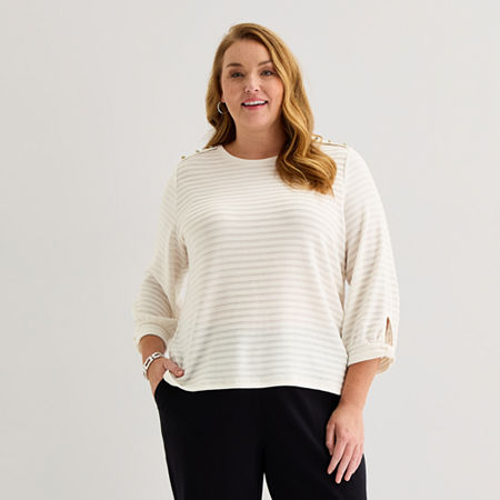 Click here for Liz Claiborne Womens Plus Crew Neck 3/4 Sleeve Blo... prices