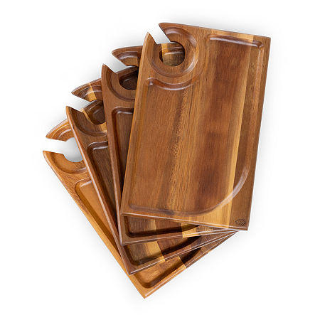 Toscana Rectangle Wine Appetizer Plates  Set of 4 - Brown
