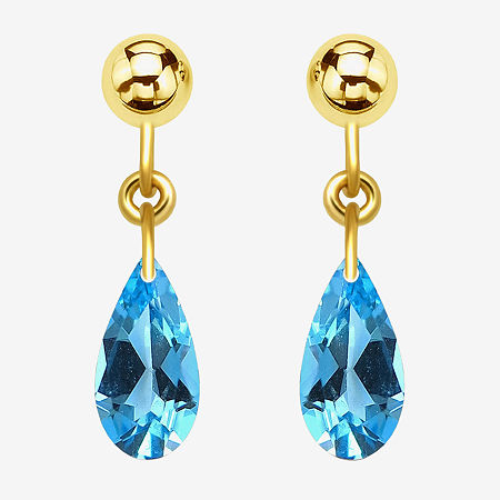Click here for Gemstone 10K Gold Drop Earrings  One Size  Blue To... prices