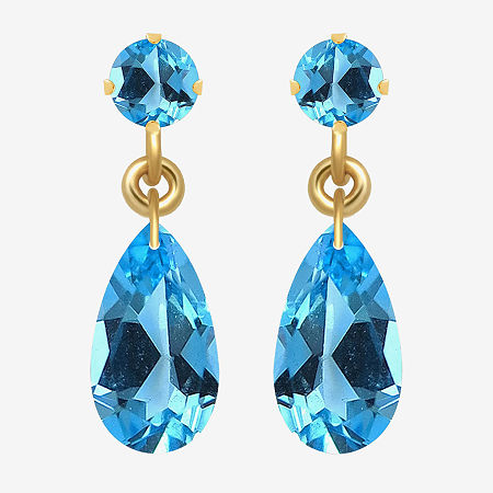 Click here for Gemstone 10K Gold Drop Pear Earrings  One Size  Bl... prices