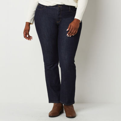St. John's Bay Womens Plus Secretly Slender Mid Rise Straight Leg Jean ...