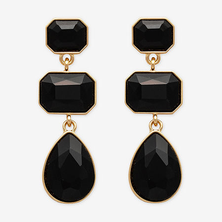 Click here for Bijoux Bar Gold Tone 3 Stone Womens Glass Drop Ear... prices