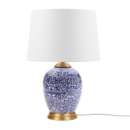 Click here for Hampton Hill Mystique Blue Ginger Jar Table Lamp... prices