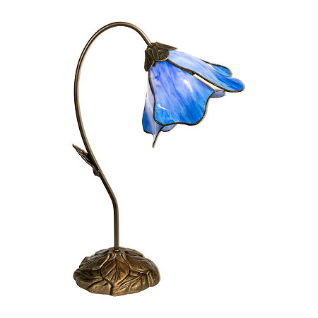 Dale Tiffany Poelking 1-Light Blue Lily Table Lamp - Blue