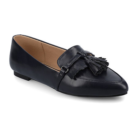 Journee Collection Womens Jannah Pointed Toe Flats - Navy
