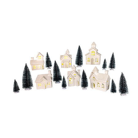 Kurt Adler Lighted Porcelain House 24-Piece Set - White