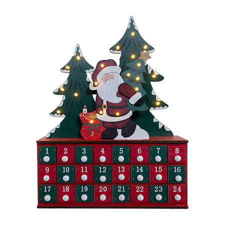 Kurt Adler 15.75-Inch Battery Operated Wooden Led Lighted Advent Calendar - Red