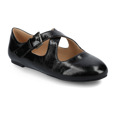 Journee Collection Womens Ivanna Almond Toe Mary Jane Flats - Black