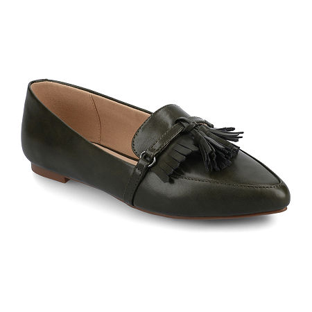 Journee Collection Womens Jannah Pointed Toe Flats - Olive