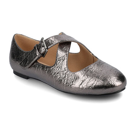 Journee Collection Womens Ivanna Almond Toe Mary Jane Flats - Pewter