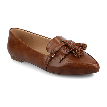 Journee Collection Womens Jannah Pointed Toe Flats - Cognac