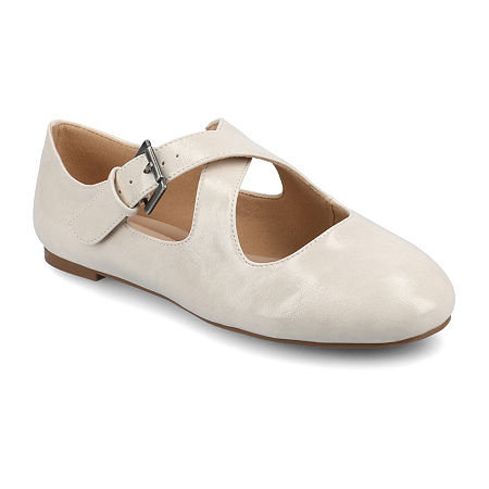 Journee Collection Womens Ivanna Almond Toe Mary Jane Flats - Bone