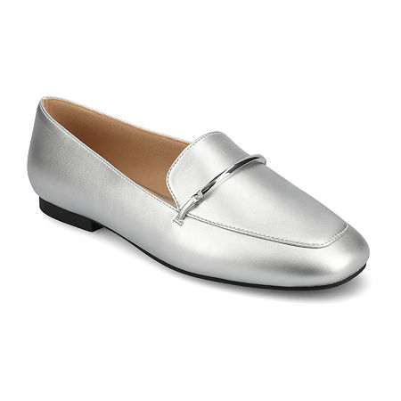 Journee Collection Wrenn Womens Moc Closed Toe Loafers  8 Medium  Silver