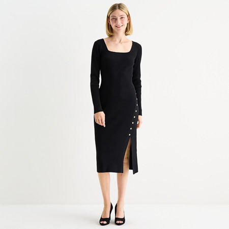 Click here for by&by Womens Juniors Long Sleeve Midi Sweater Dres... prices