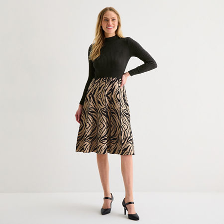 Click here for Studio 1 Womens Long Sleeve Animal Midi Sweater Dr... prices