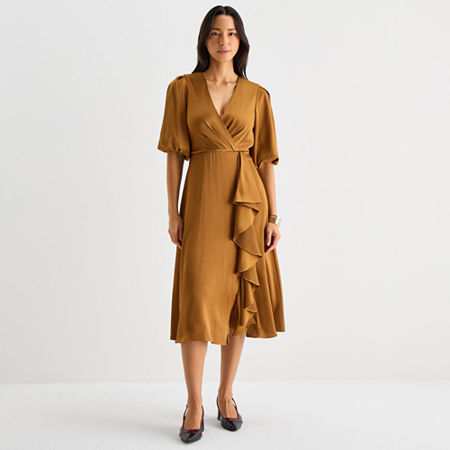Click here for Melonie T Womens 3/4 Sleeve Midi Fit + Flare Dress... prices