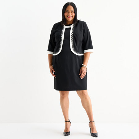 Maya Brooke Womens Plus Jacket Dress  16w  Black