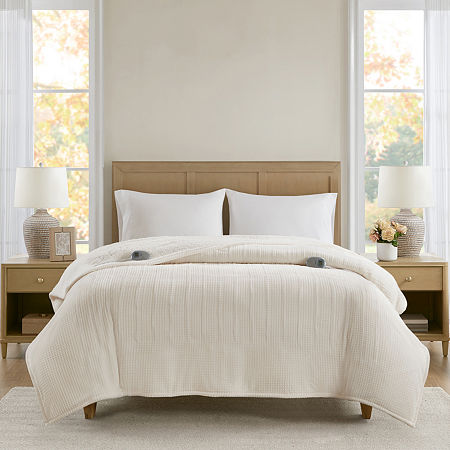 Click here for Beautyrest Heated Waffle Plush Blanket  One Size... prices