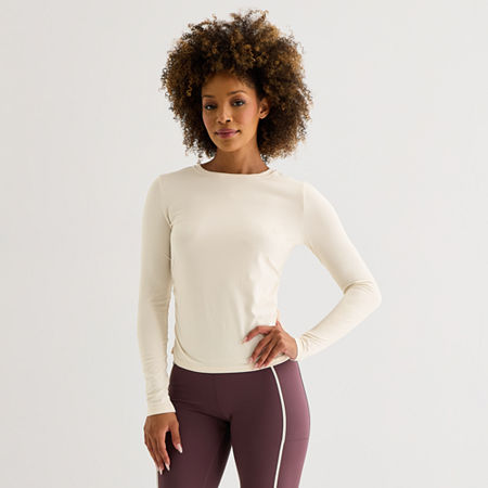 Click here for Xersion Womens Everyday Ruched Crew Neck Long Slee... prices